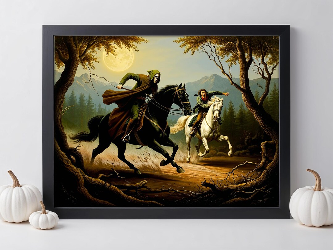 Headless Horsemen Ghost Rider, Halloween Printable Wall Art Decor, Dark ...