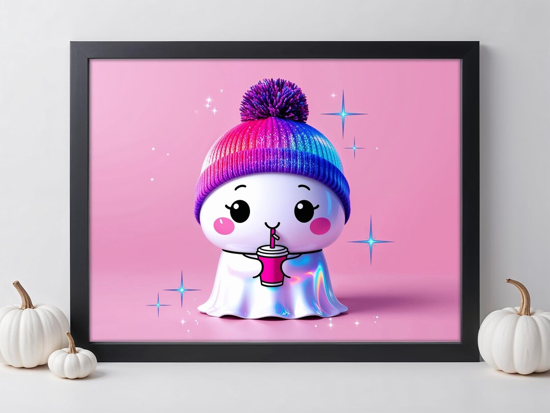 Cute Little Ghost Boo, Halloween Printable Wall Art Decor, Dark Vintage ...