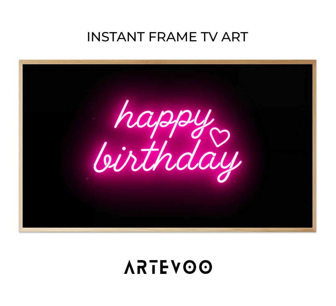 Neon Sign Birthday Frame TV Art, Glowing Text Party Decor, Bar Style ...