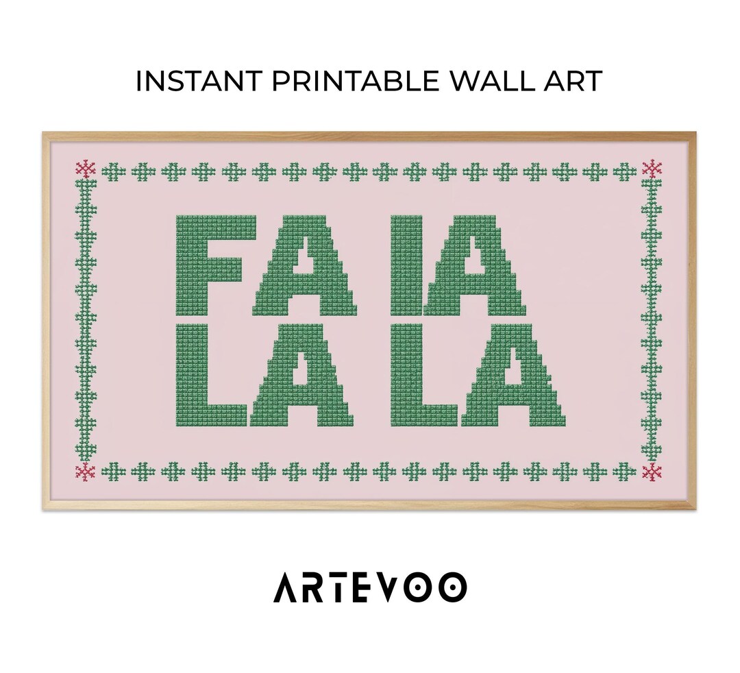 Fa La La Merry Christmas Typography Sign, Modern Trendy Retro, Eat ...