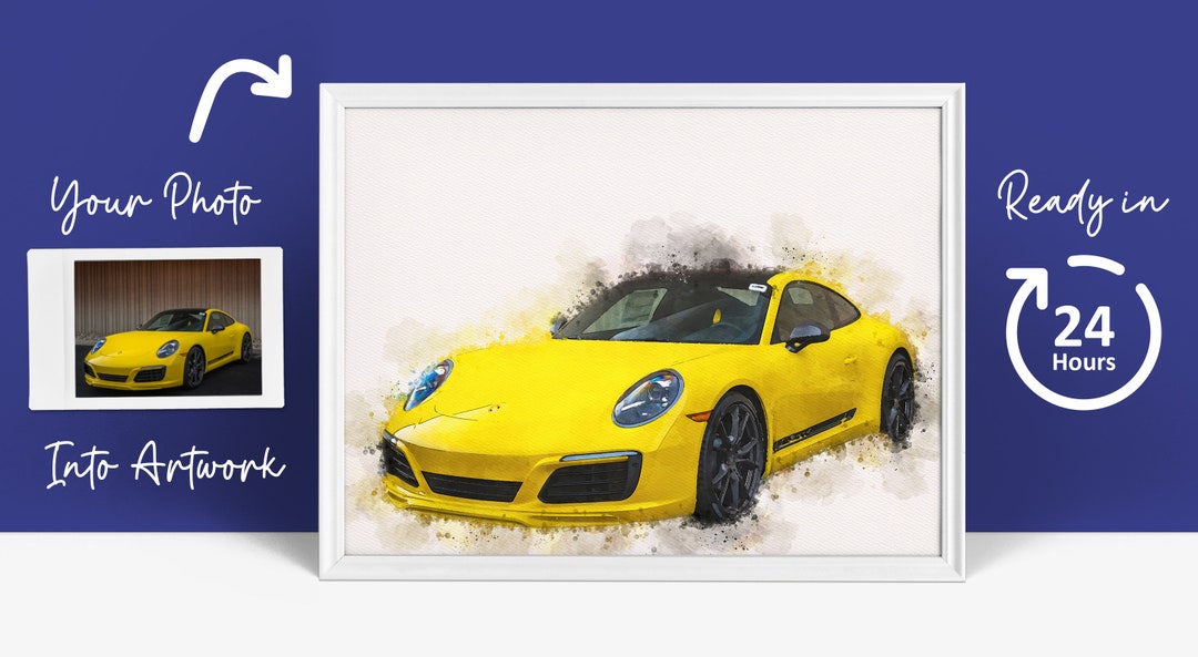 Custom Car Portrait, Gift for Car Lover Boyfriend Husband Dad Owner ...