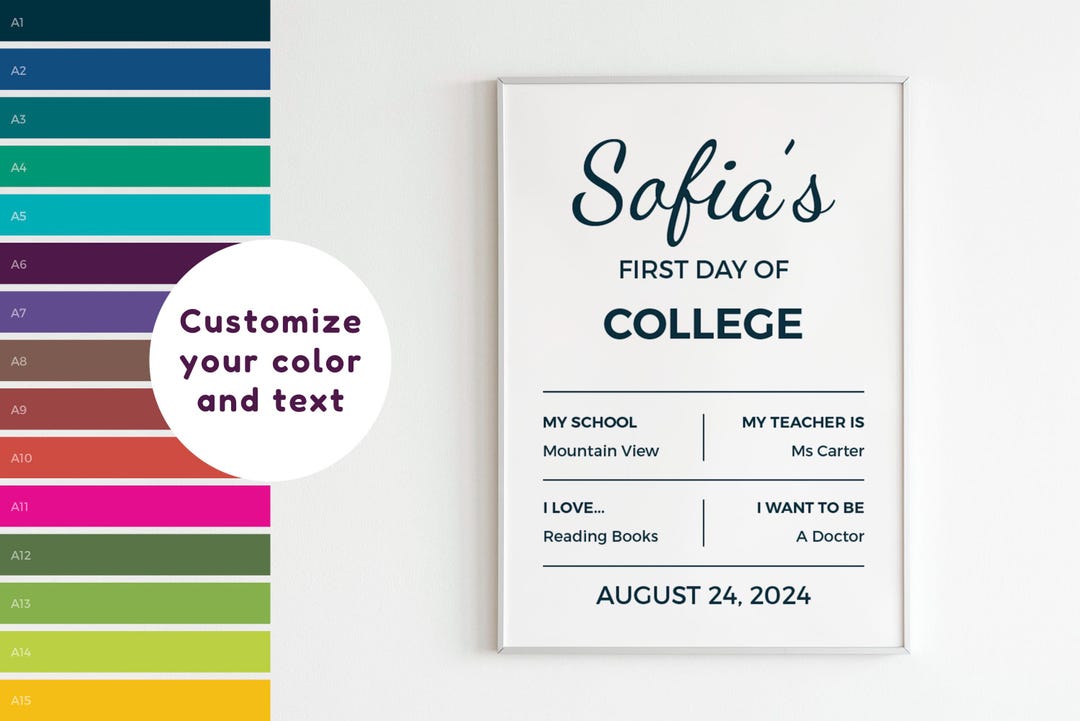First Day of College Sign Prop, Back to School Personalized, DIY ...