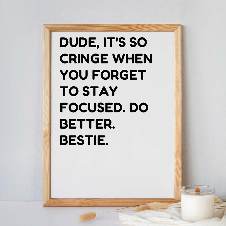 It's so Cringe, Funny Classroom Poster Printable Wall Art Sign, English ...