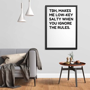TBH Lowkey Salty, Funny Classroom Poster Printable Wall Art Sign ...