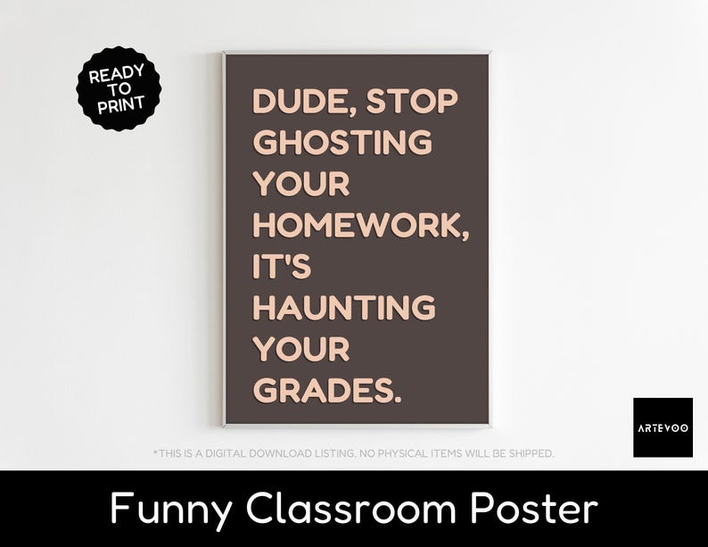 Funny Classroom Posters Bundle, Printable Wall Art Sign for English ...