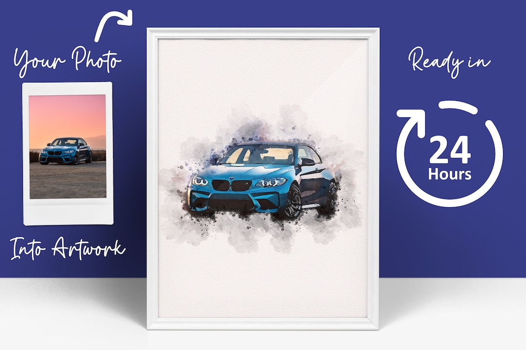 Custom Car Portrait, Gift for Car Lover Boyfriend Husband Dad Owner ...