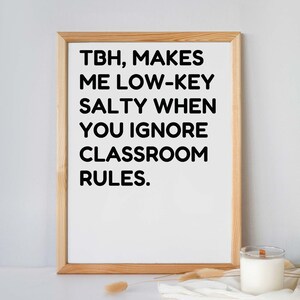 TBH Lowkey Salty, Funny Classroom Poster Printable Wall Art Sign ...