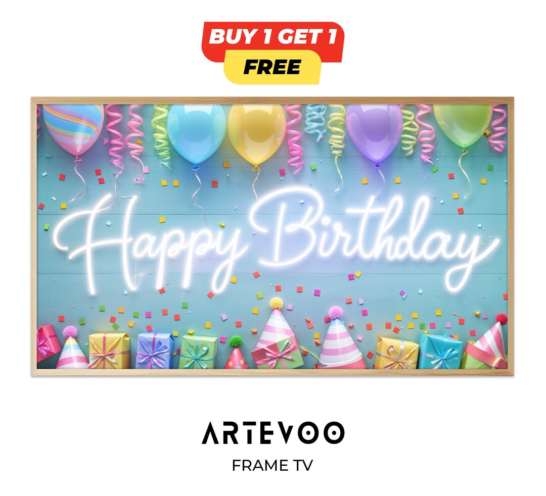 Neon Sign Birthday Frame TV Art, Glowing Text Party Decor, Bar Style ...