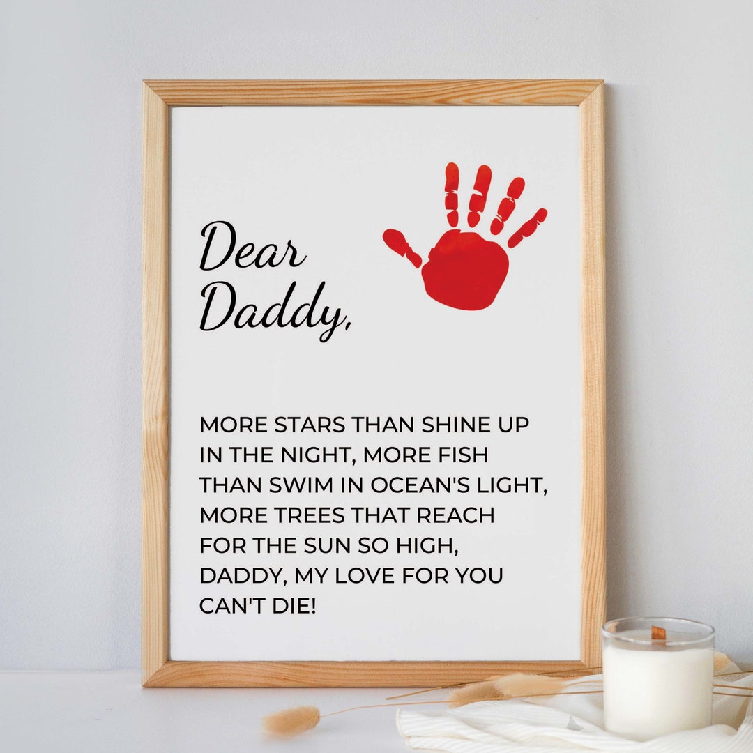 Fathers Day Baby Handprint Gift for Daddy, Birthday Valentines, DIY ...