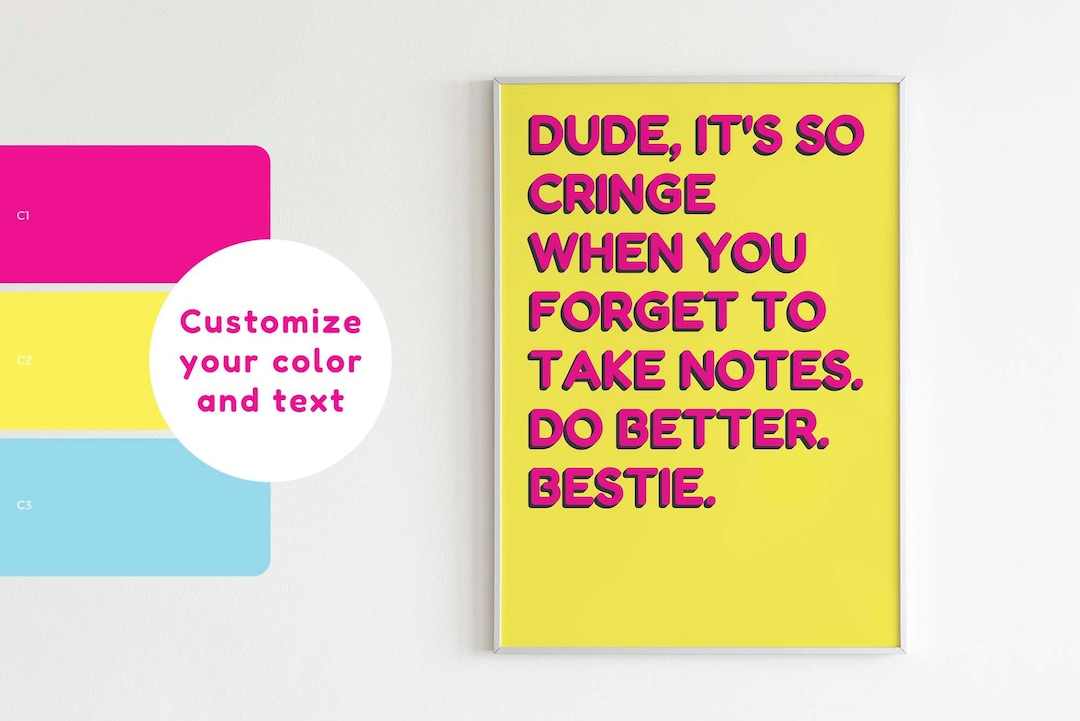 It's so Cringe, Funny Classroom Poster Printable Wall Art Sign, English ...