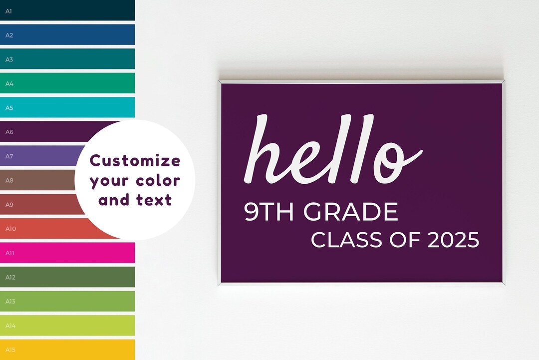 First Day of 9th Grade Sign Prop, Back to School Ninth Personalized ...