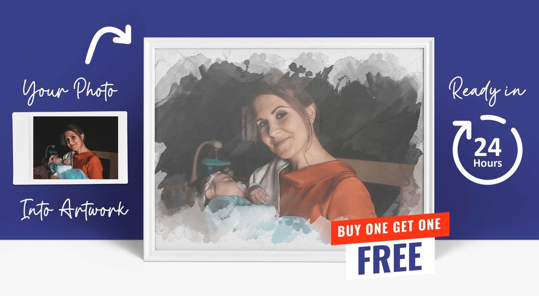 Mothers Day Portrait Painting From Photo, Mom Daughter Gift ...