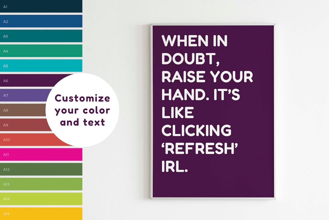 Raise Your Hand, Funny Classroom Poster Printable Wall Art Sign ...