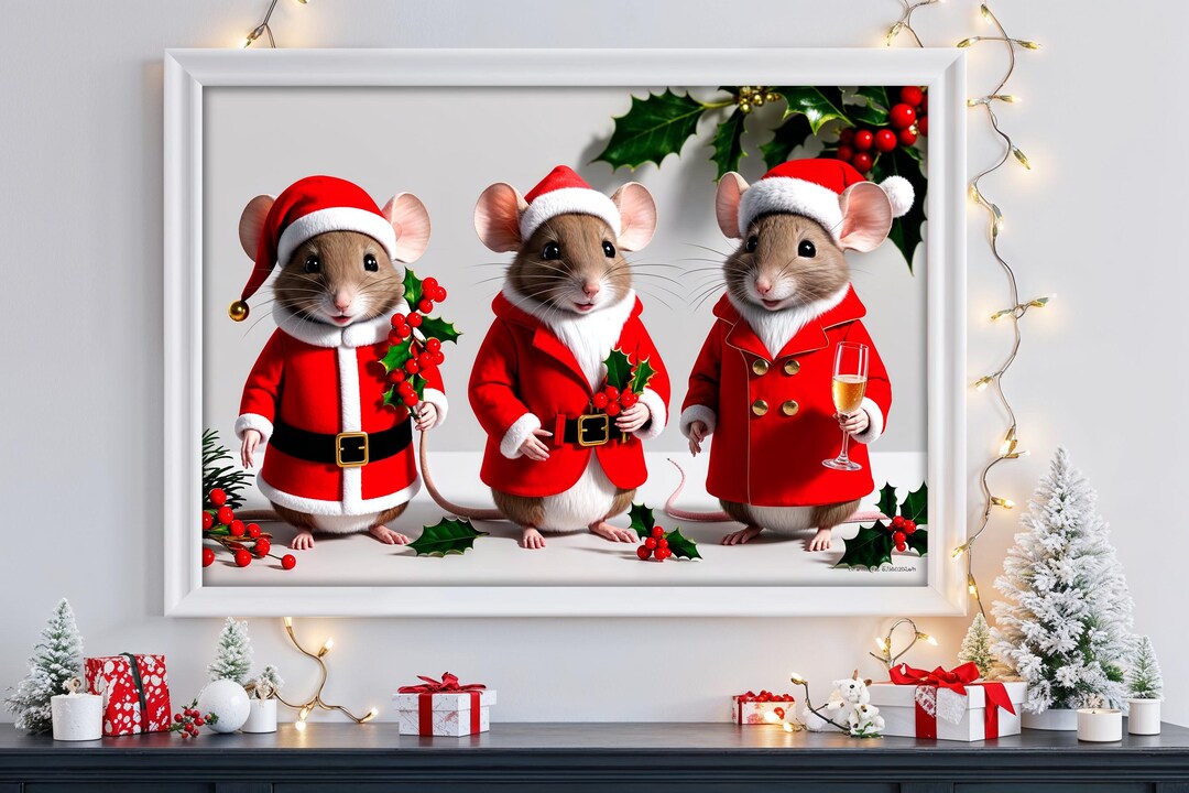 Mice Mouse Animal, Funny Kids Farmhouse Nursery, Vintage Winter ...