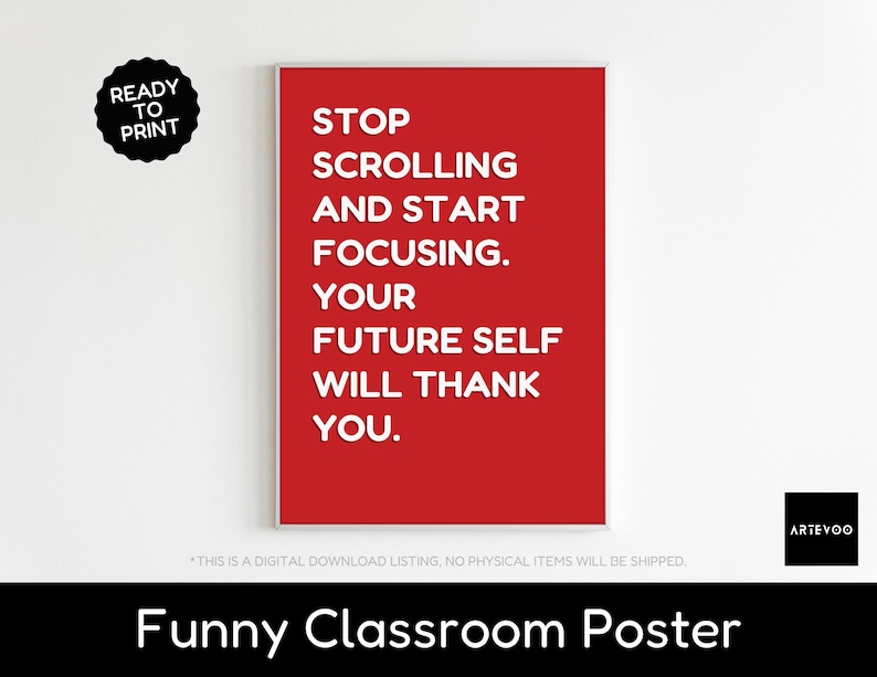 Funny Classroom Posters Bundle, Printable Wall Art Sign for English ...