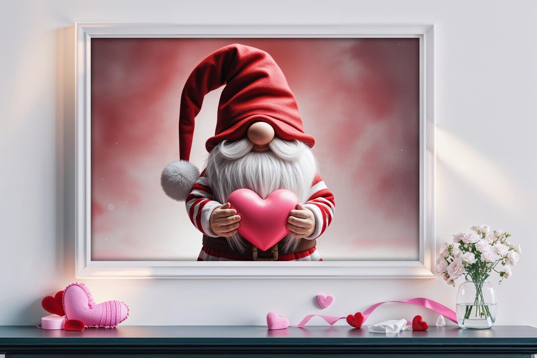 Santa With Heart, Kids Nursery Modern Minimal, Valentines Day Wall Art ...