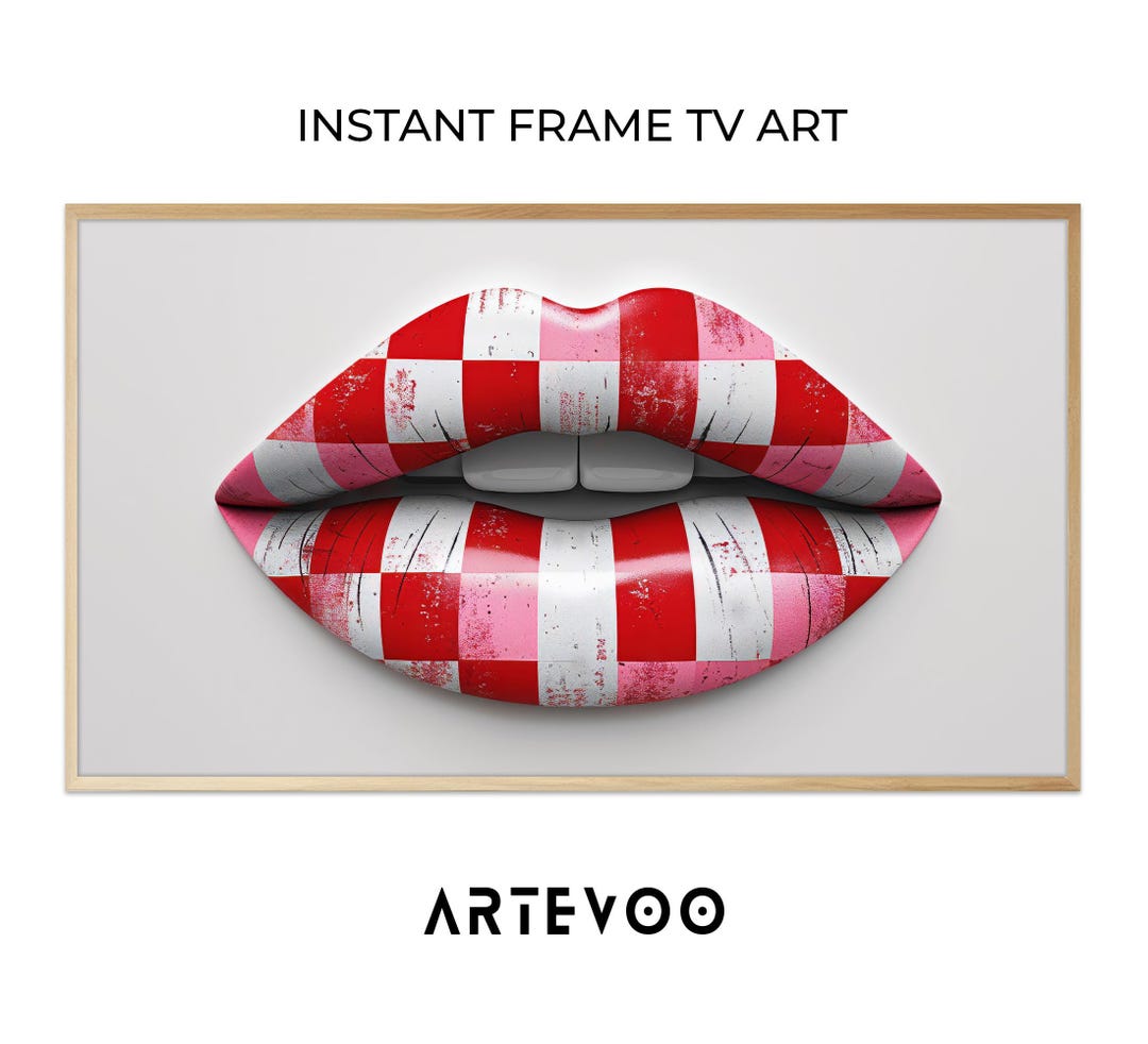 Pink Red Lips Kisses, Valentines Day Samsung Frame TV Art, Retro XOXO ...
