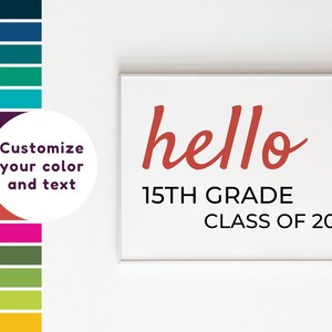 First Day of 15th Grade Sign Prop, Back to School Fifteenth ...