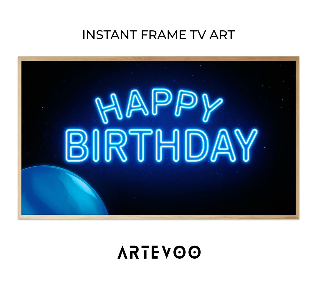 Neon Sign Birthday Frame TV Art, Glowing Text Party Decor, Bar Style ...