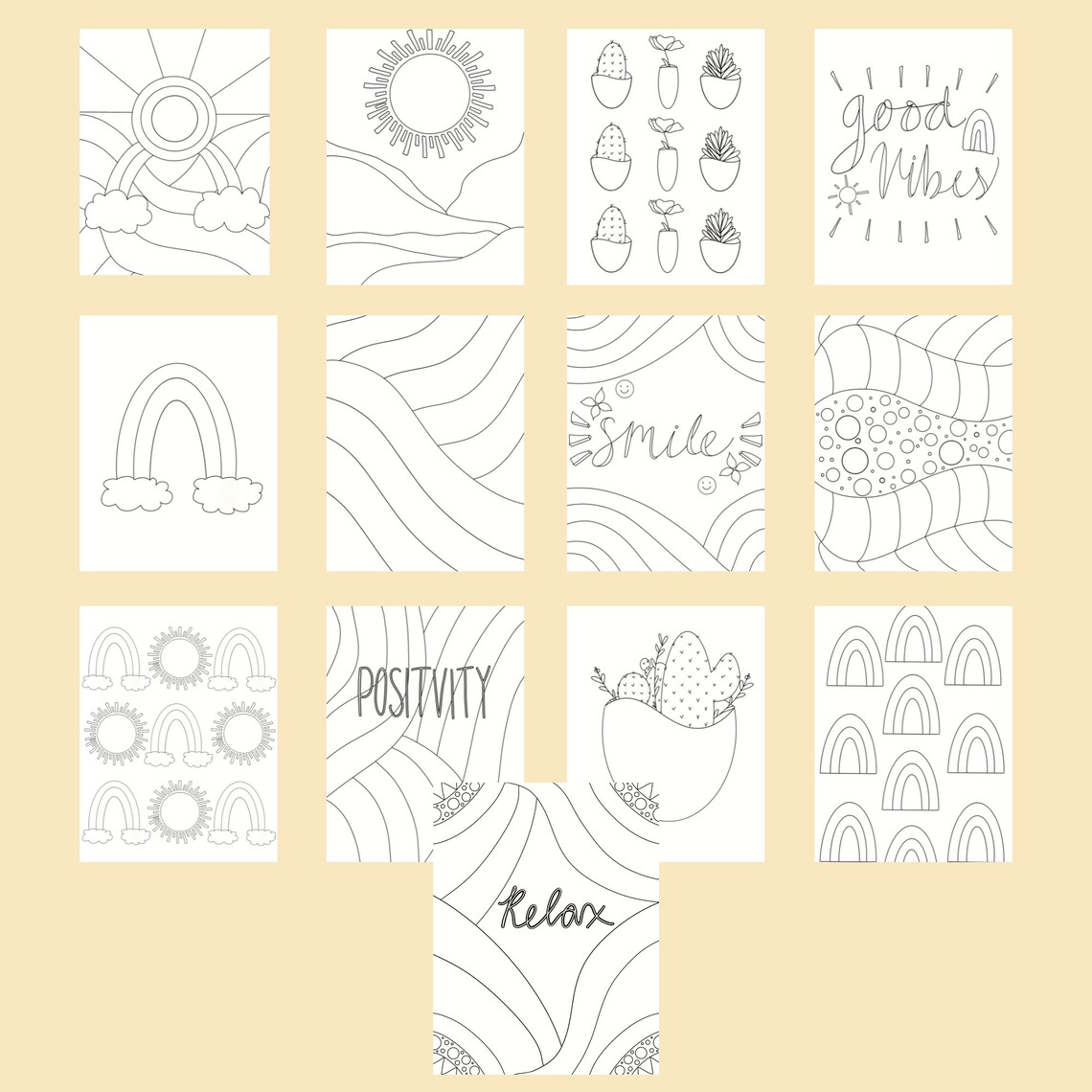 Positivity Digital Coloring Book Instant Download Procreate Coloring ...