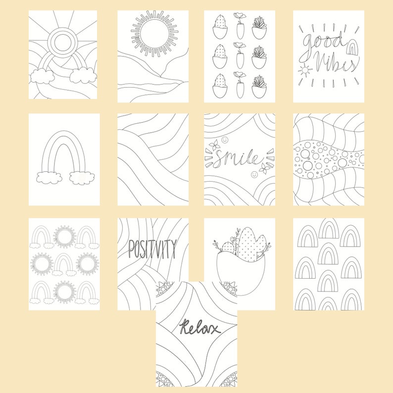 Positivity Digital Coloring Book Instant Download Procreate Coloring ...
