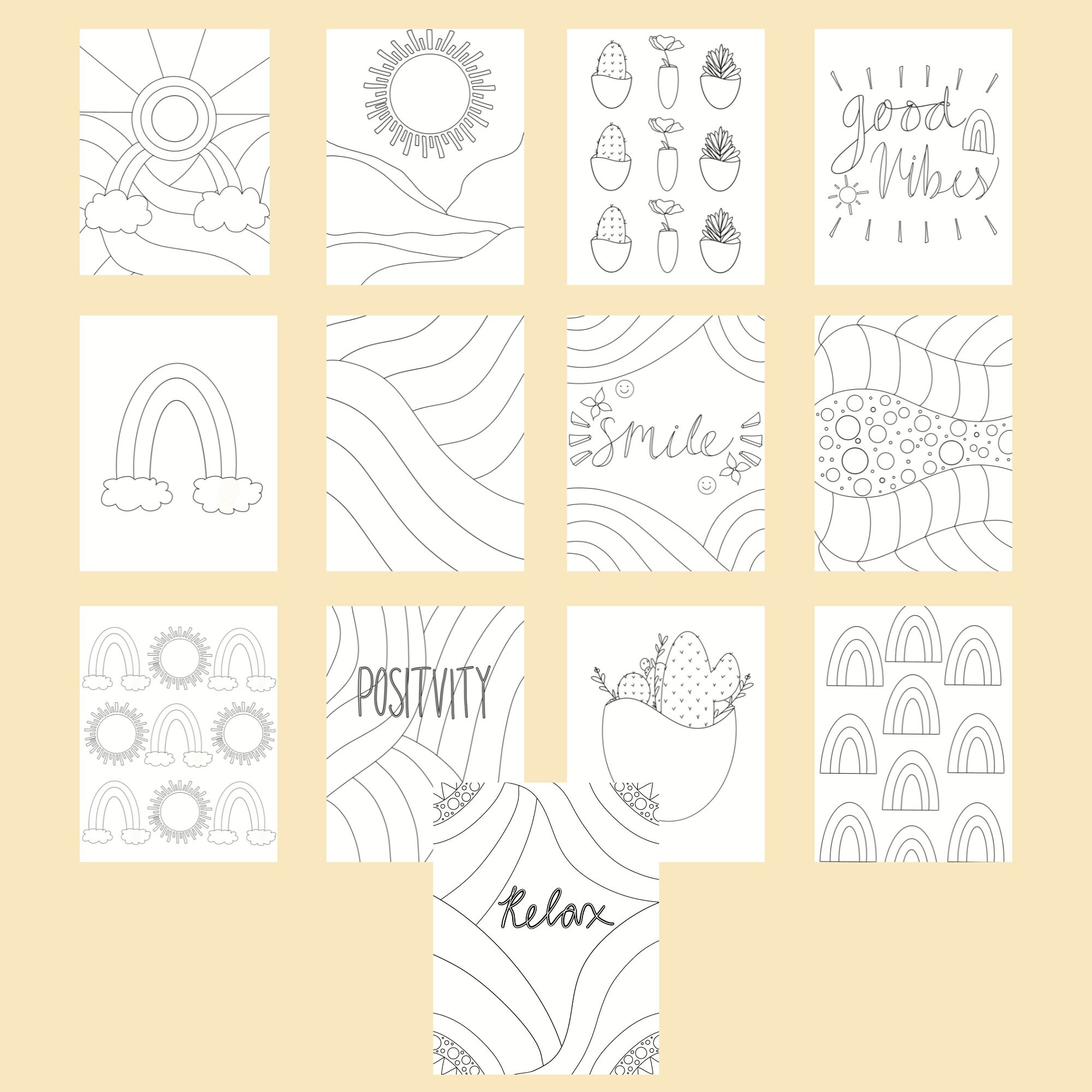 Positivity Digital Coloring Book Instant Download Procreate Coloring ...