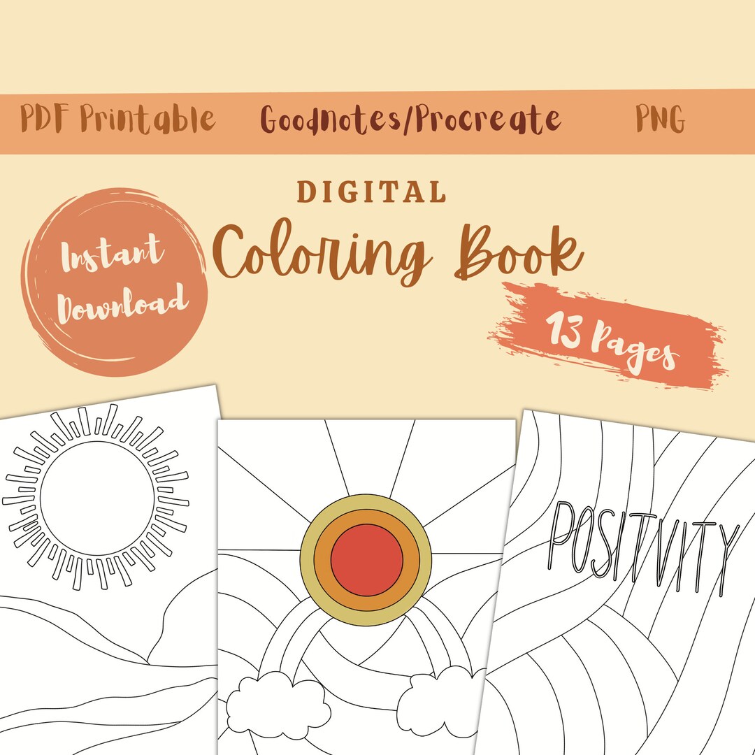 Positivity Digital Coloring Book Instant Download Procreate Coloring ...