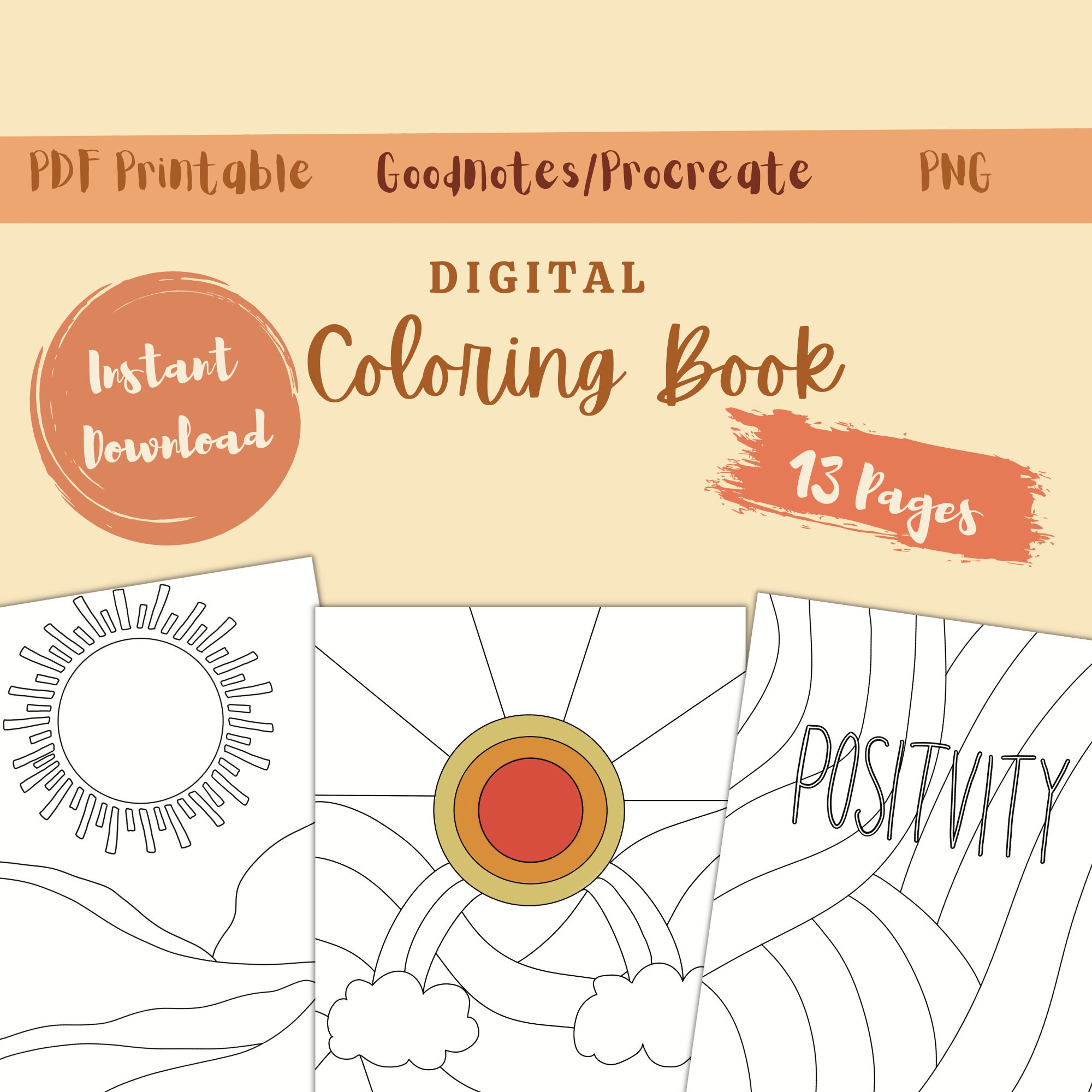 Positivity Digital Coloring Book Instant Download Procreate Coloring ...