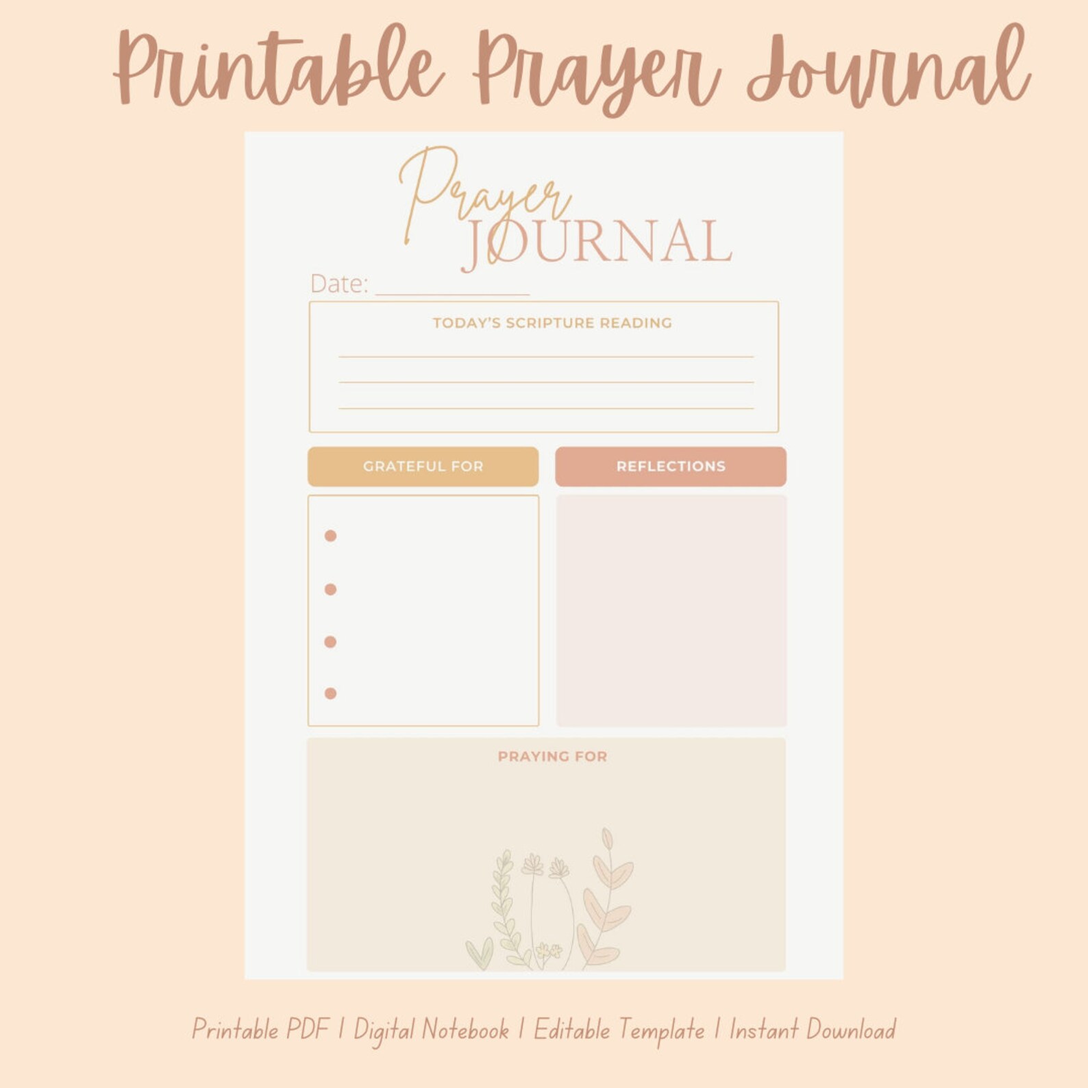 Bible Study Prayer Journal Printable Prayer Journal | Etsy