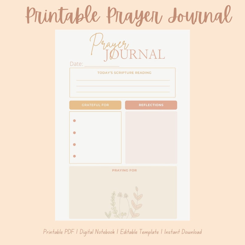 Bible Study Prayer Journal Printable Prayer Journal - Etsy