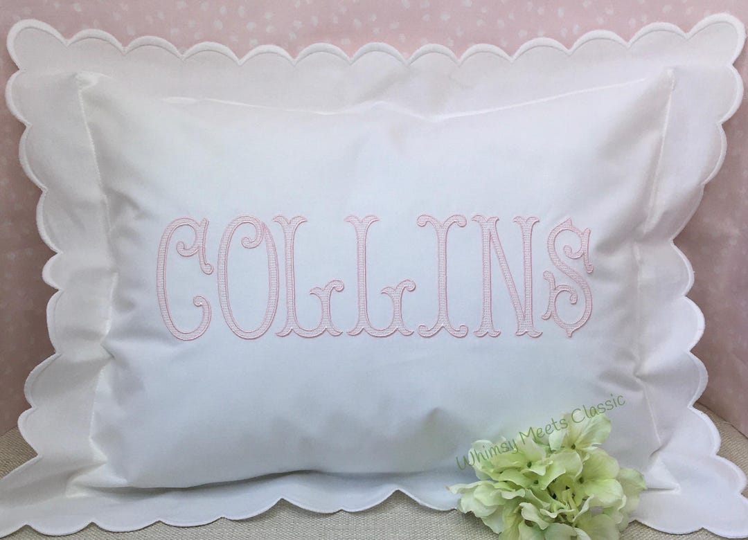 Personalized Baby Pillow Girl, Scallop Pillow With Name / Monogram ...