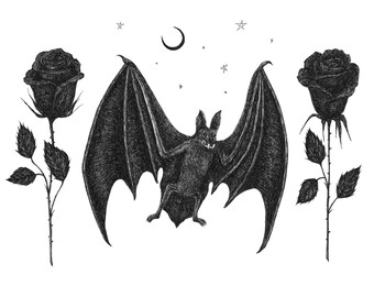 Black bat flower | Etsy