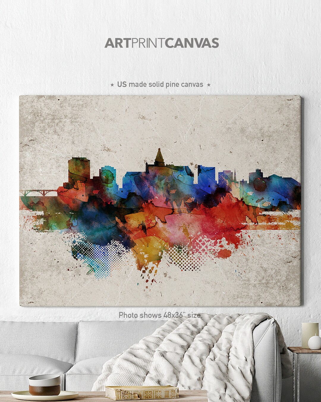 Saskatoon Canvas, Saskatoon skyline canvas print, Saskatoon Canada ...