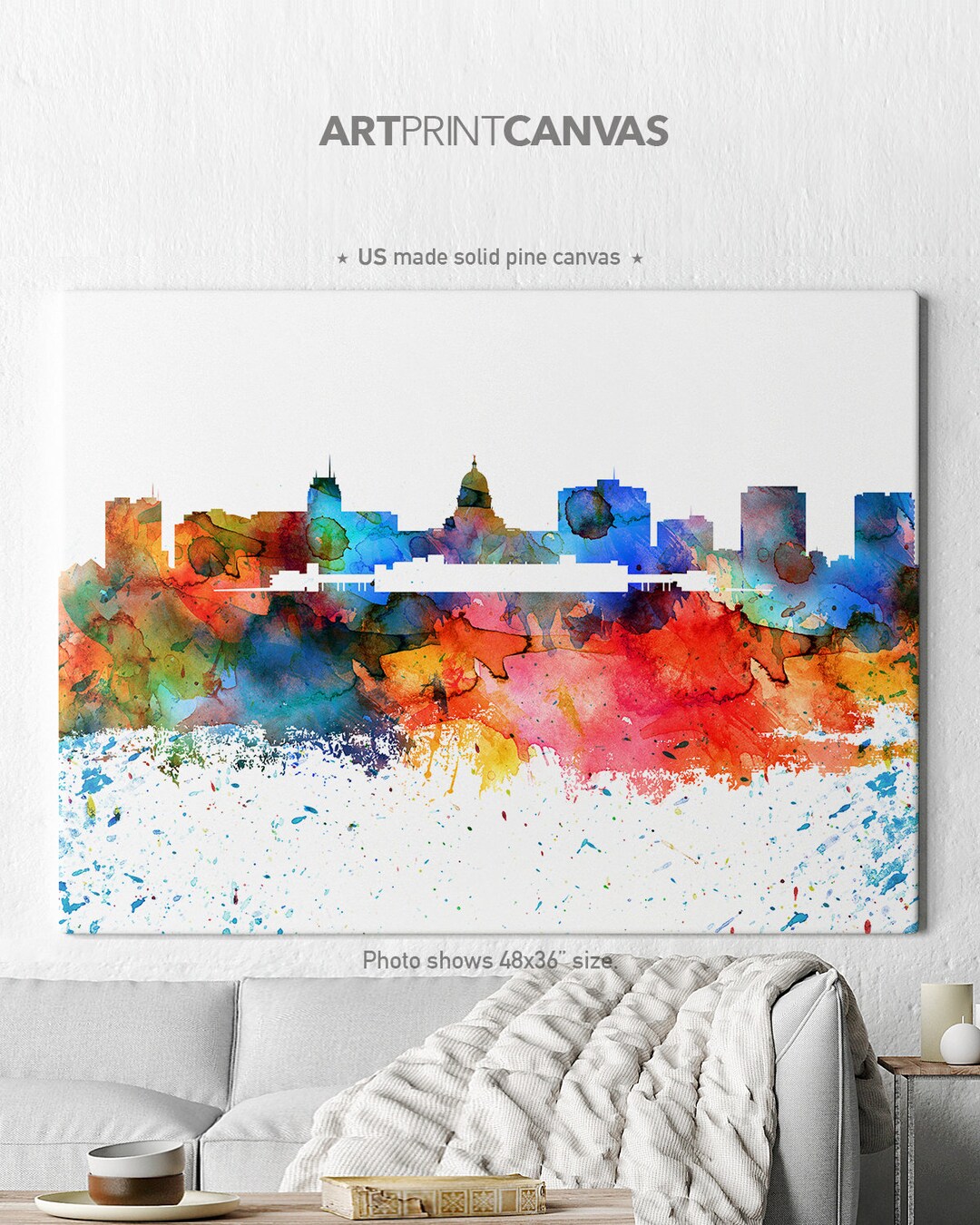 Madison Canvas, Madison Skyline Canvas Print, Madison Wisconsin Canvas ...