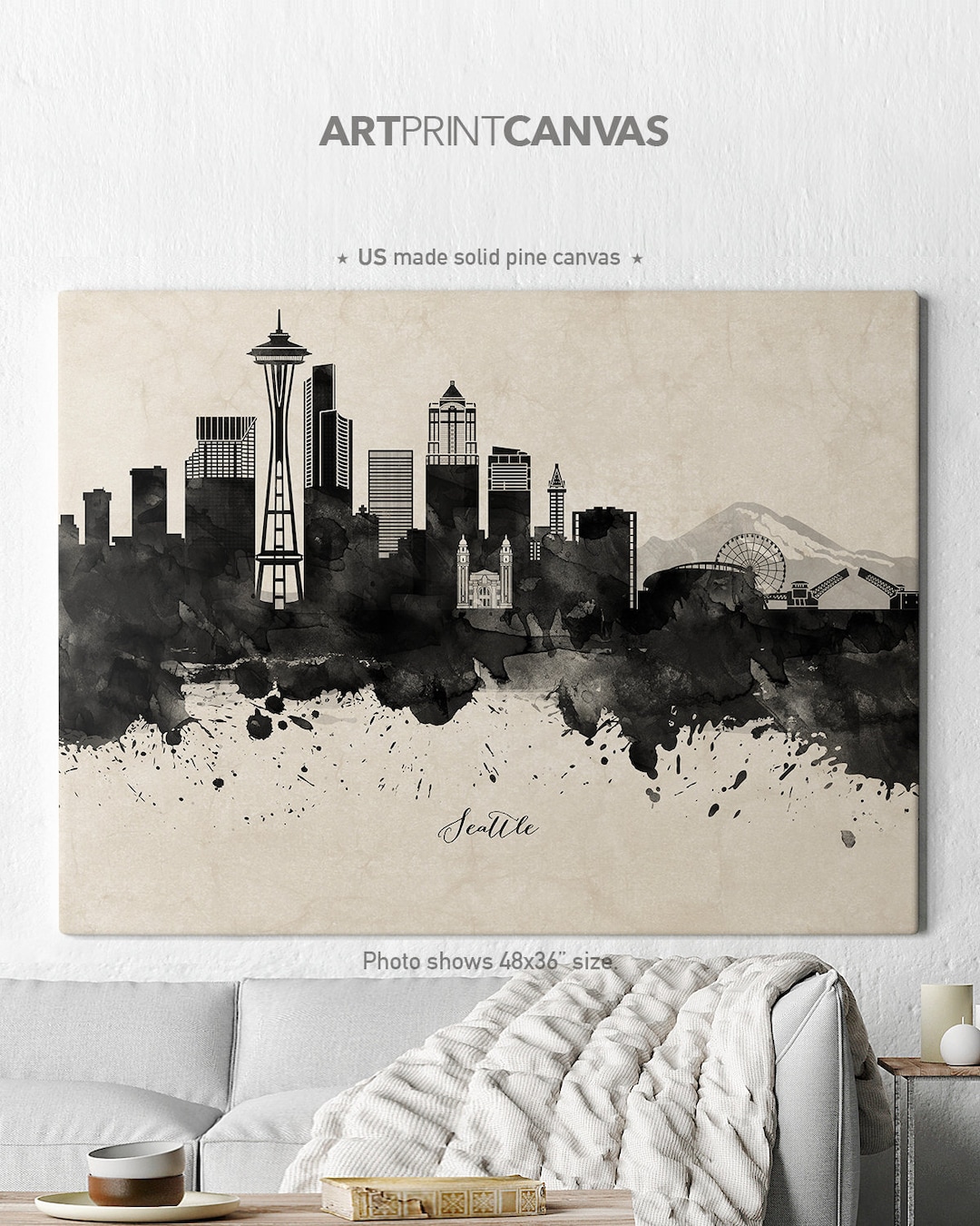 Seattle Canvas Wall Art, Seattle Canvas, Seattle Skyline Canvas Print ...