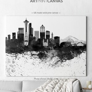 Seattle Skyline Canvas, Seattle Black and White Canvas, Seattle Canvas ...