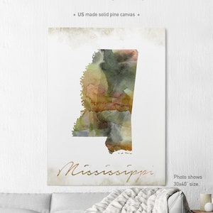 Mississippi Map Canvas, Mississippi Map Print, Mississippi Canvas Wall ...