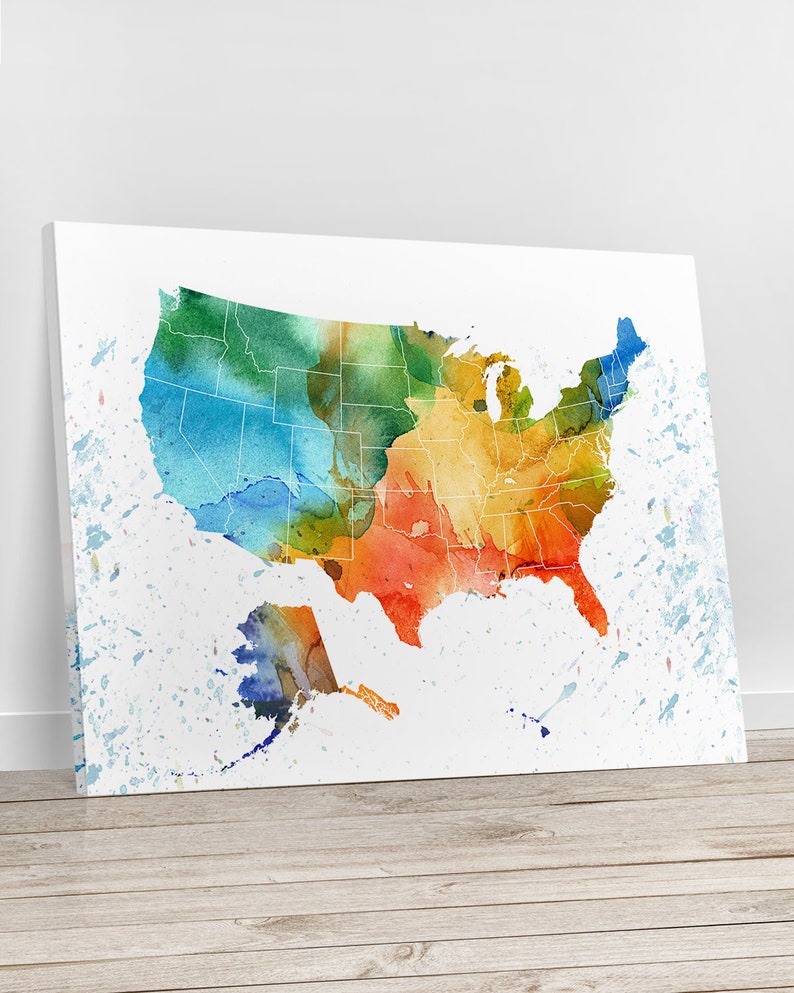 United States map canvas art US map canvas print large USA | Etsy