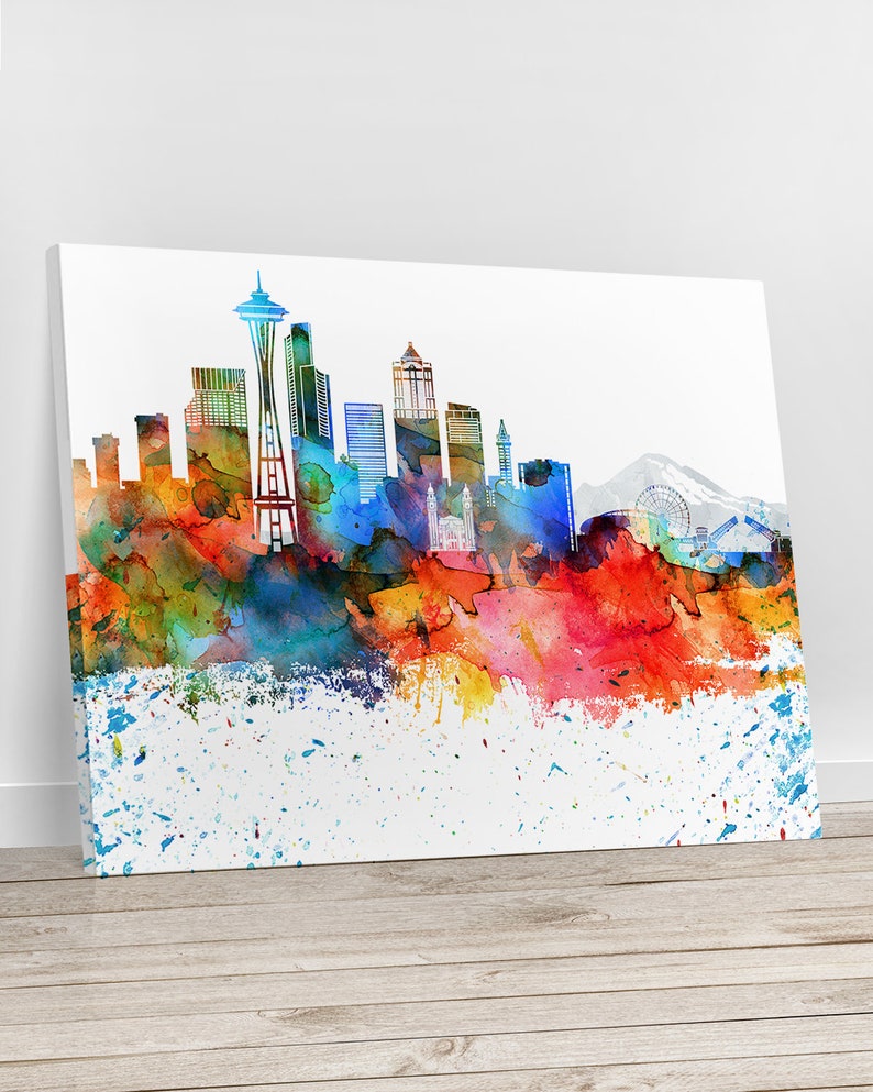 Seattle Canvas Print Seattle Skyline Canvas Art Seattle | Etsy