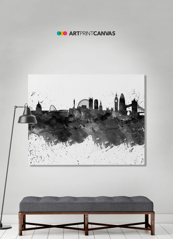 London canvas print London watercolor skyline canvas London | Etsy