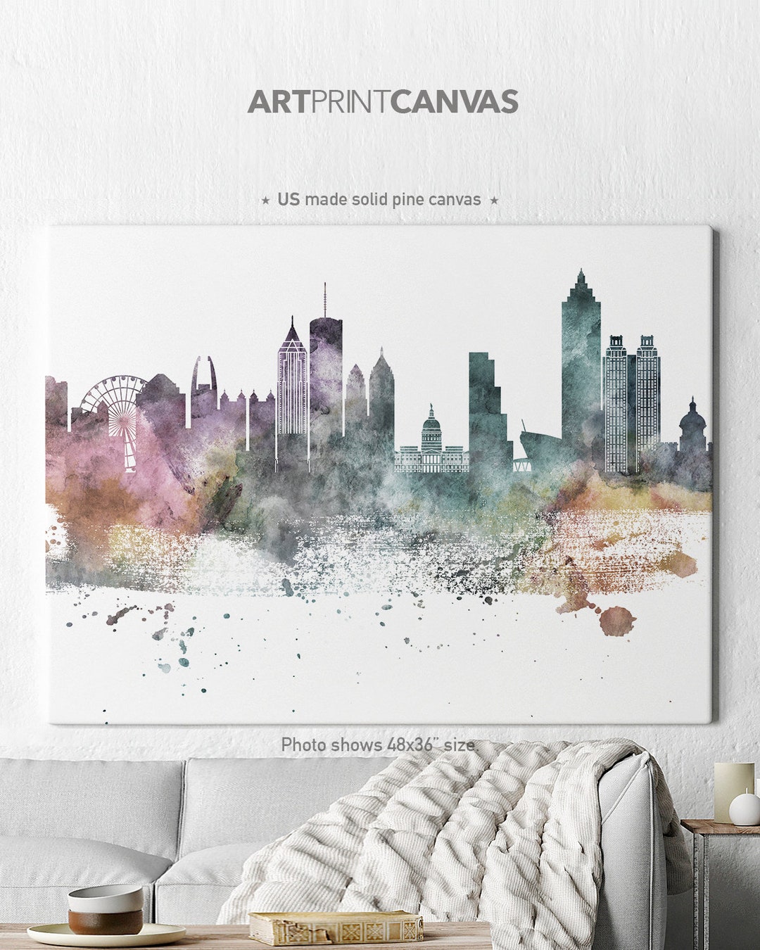 Atlanta Canvas, Atlanta Skyline Canvas Print, Atlanta Canvas Wall Art ...