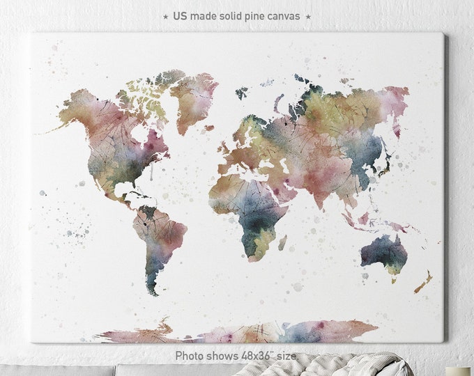 World Map With Flags of the Countries Canvas Print, World Map Wall Art ...