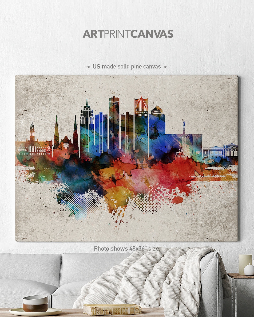 Detroit Canvas Art, Detroit Canvas Wall Art, Michigan Cityscape ...