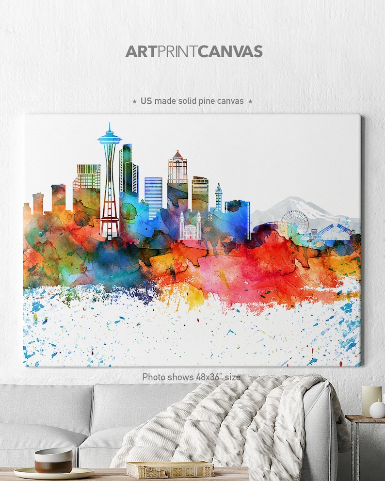 Seattle Canvas Print Seattle Skyline Canvas Art Seattle | Etsy
