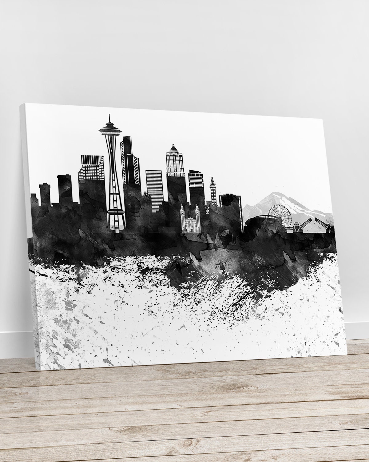 Seattle Skyline Canvas Seattle Black and White Canvas | Etsy