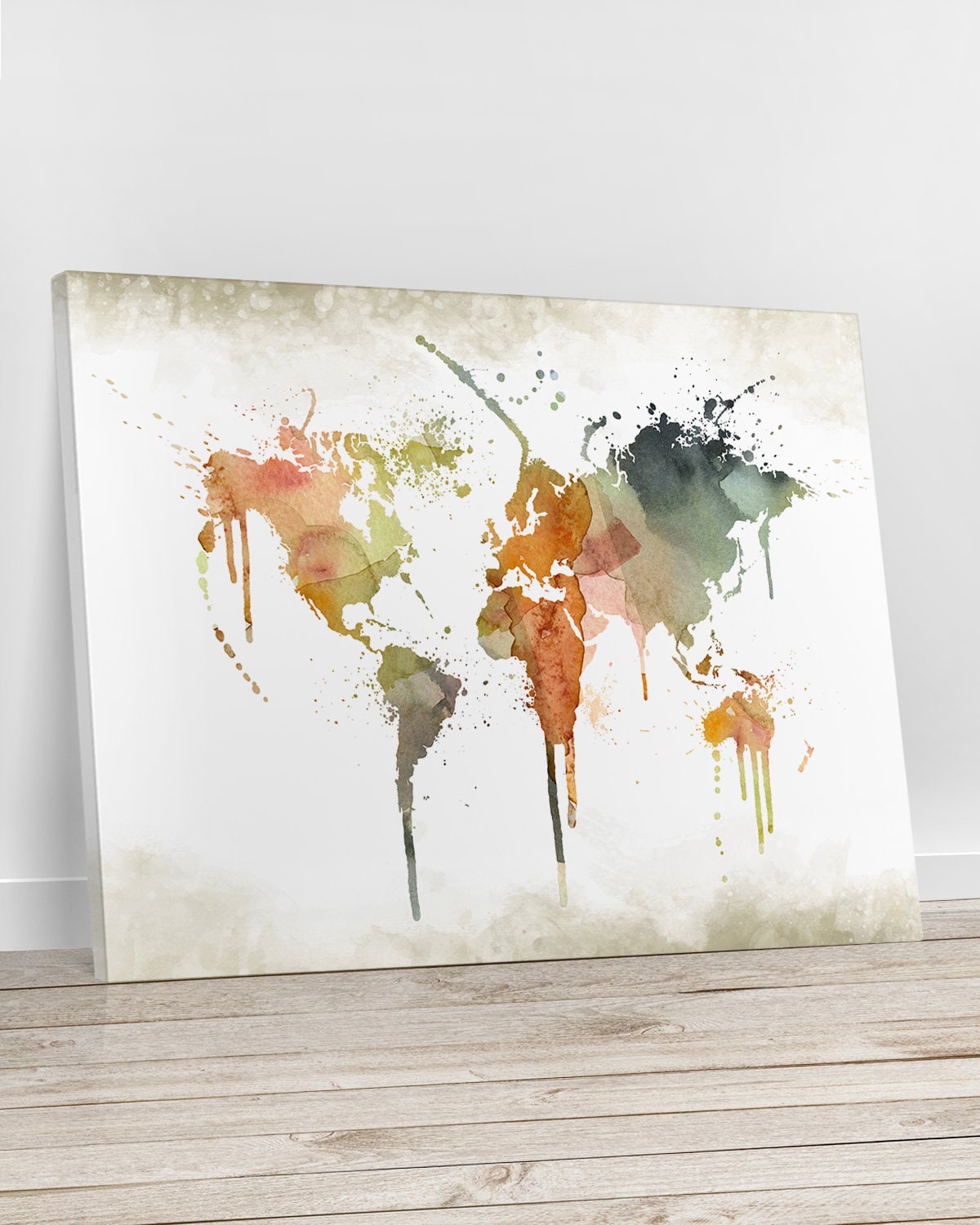 World Map Canvas, Watercolor World Canvas Map, Art Print, Art, World ...