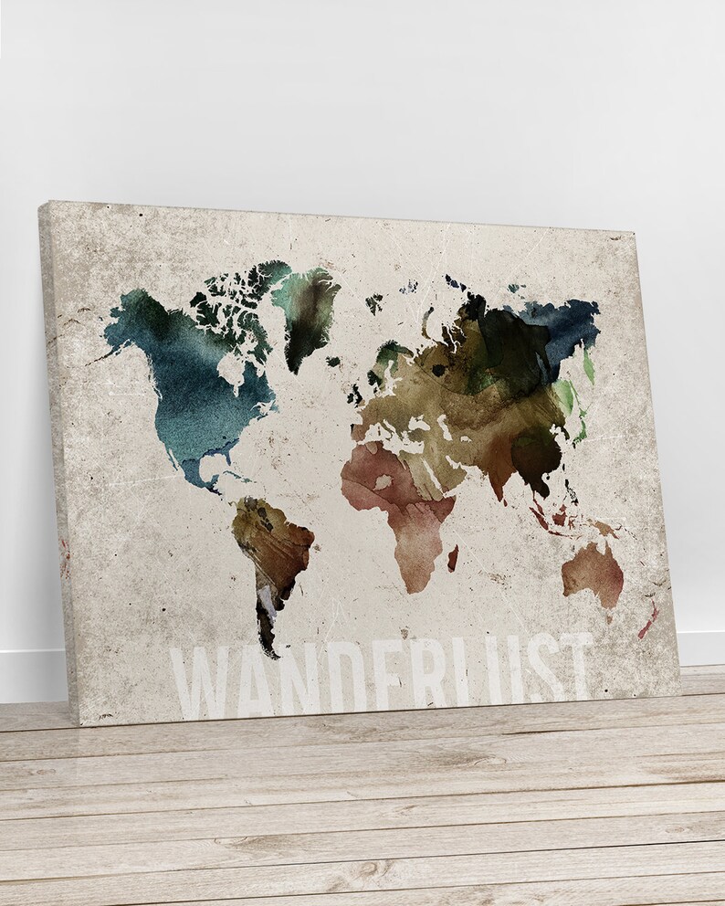 World Map Canvas World Map Canvas Art World Map Print | Etsy