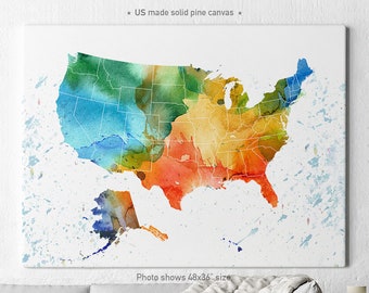 US Map Canvas Print United States Map Art Large USA Canvas | Etsy