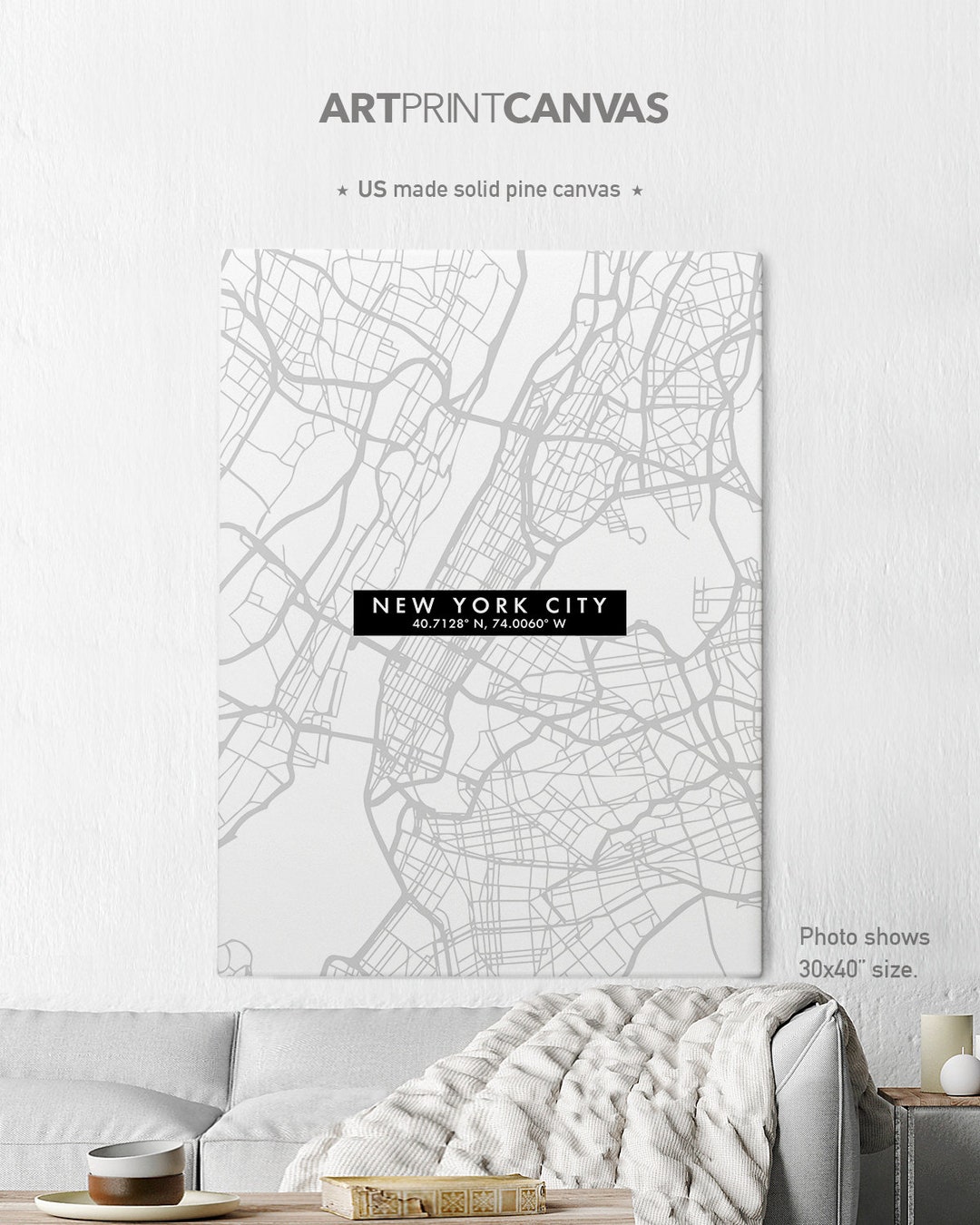 New York City Map Canvas, New York Map Art, New York Map Canvas Wall ...