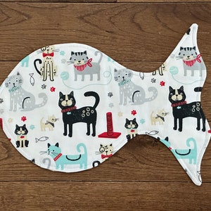 Cat Feeding Fish Shaped Design Placemat Water Food Floor Protector - Etsy